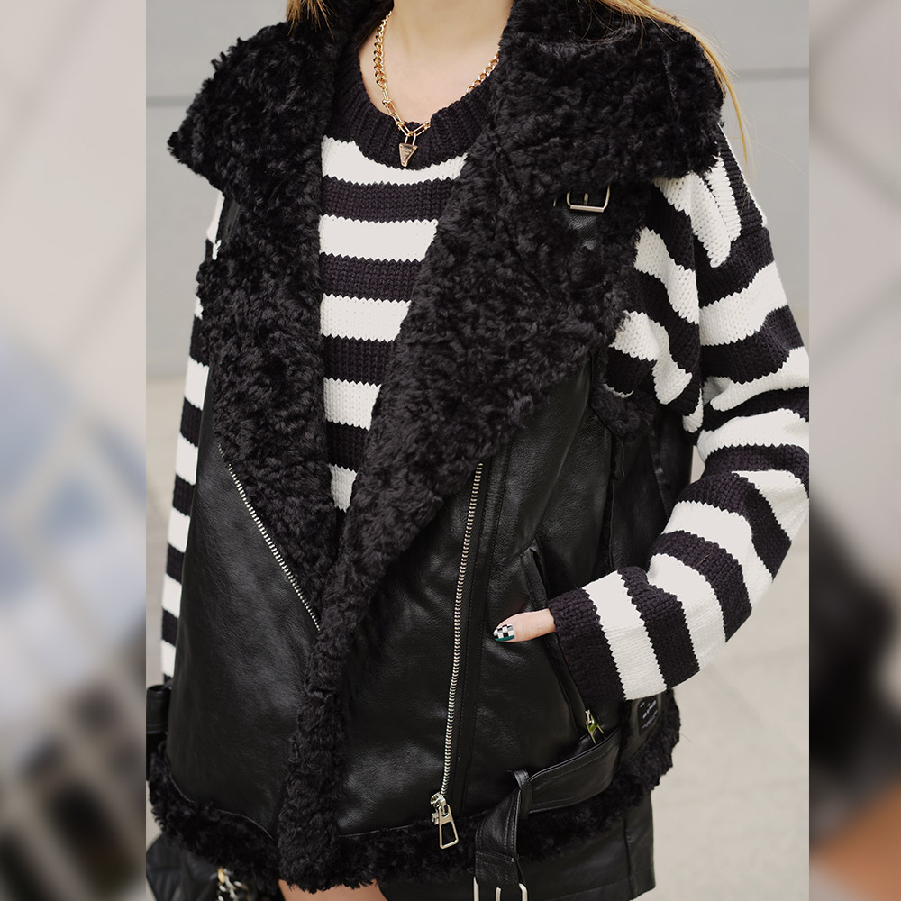 Anu 自訂款皮革QQ毛騎士背心 | MAJOR MADE