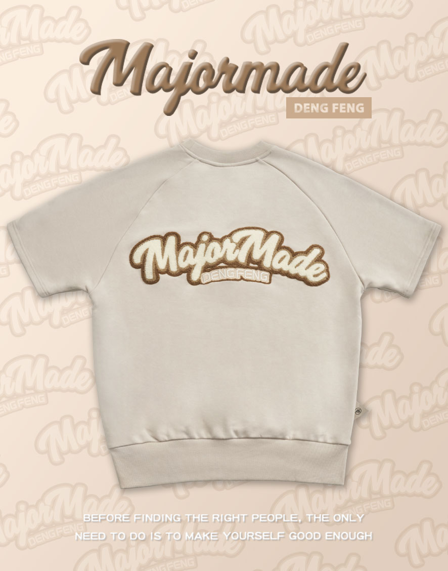 毛線繡雙拼色大學短T | MAJOR MADE